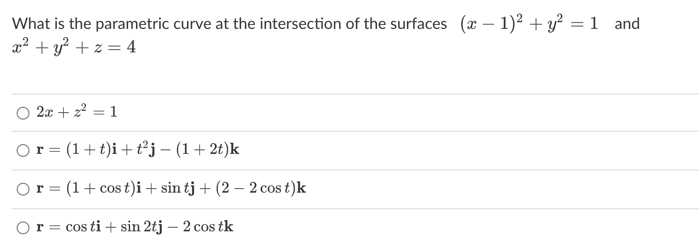 Solved What is the parametric curve at the intersection of | Chegg.com
