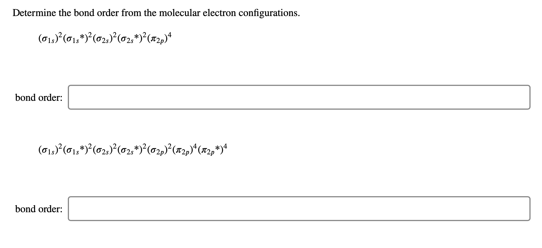 Solved Determine the bond order from the molecular electron | Chegg.com