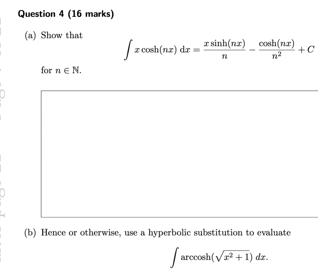 Solved (c) Use the definition of cosh(x) in terms of | Chegg.com