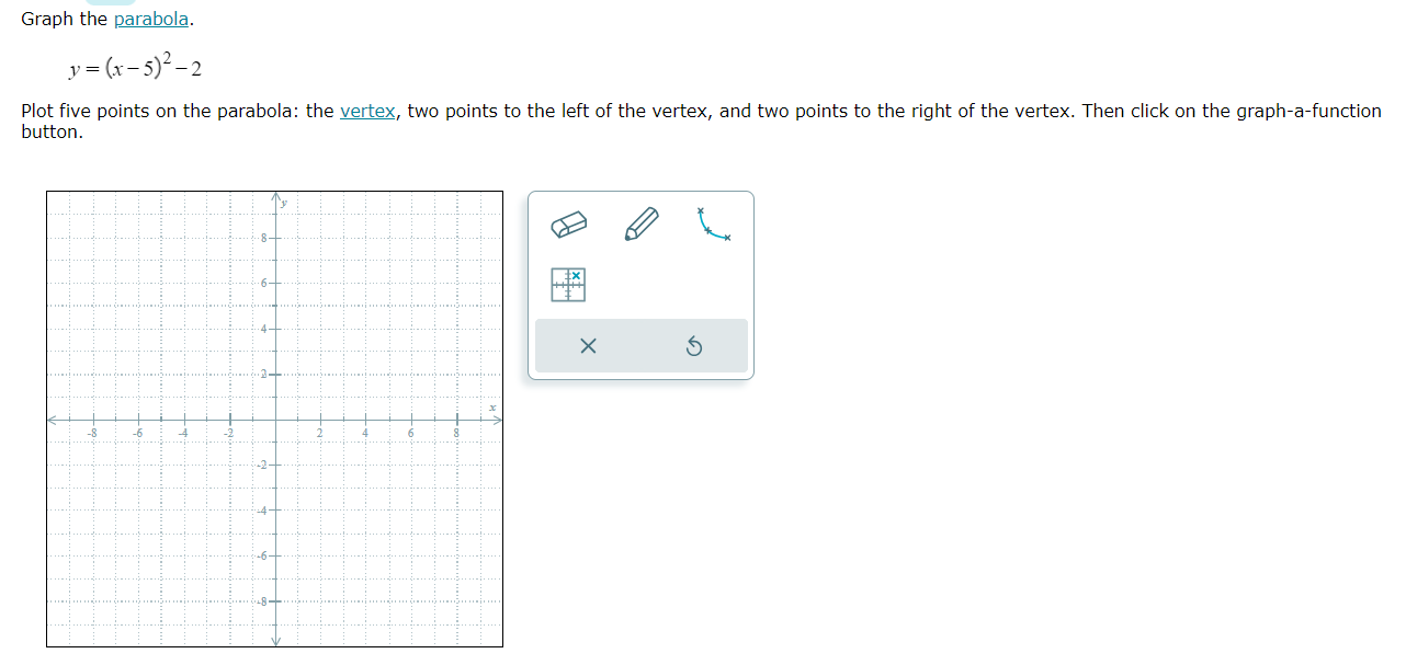 Solved Graph the parabola. \\[ y=(x-5)^{2}-2 \\] Plot five | Chegg.com
