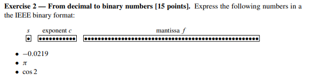 Solved Exercise 2 – From decimal to binary numbers [15 | Chegg.com