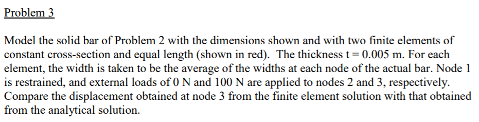 Problem 3 Model the solid bar of Problem 2 with the | Chegg.com