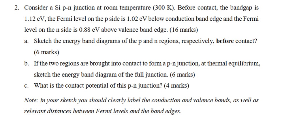Solved Consider a Si p-n junction at room temperature | Chegg.com