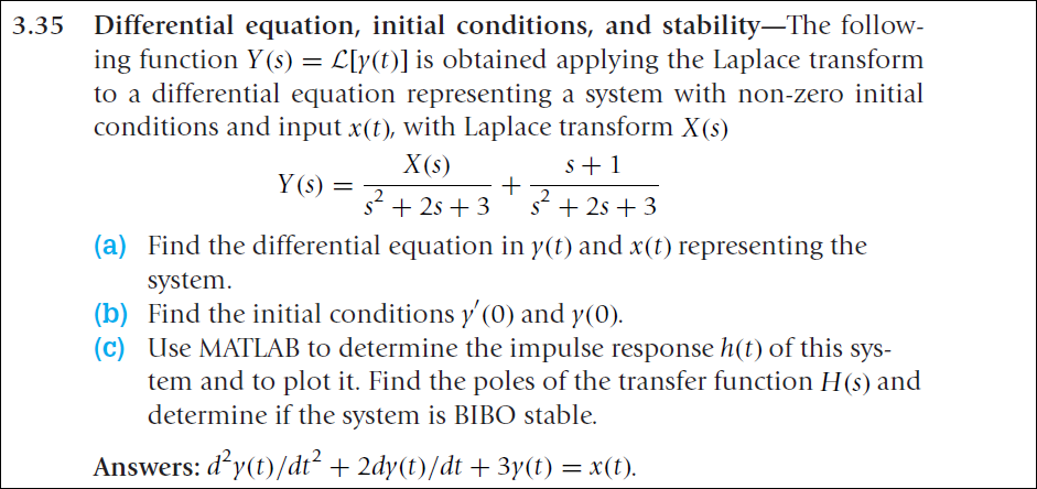 Solved 3.35 Differential equation, initial conditions, and | Chegg.com