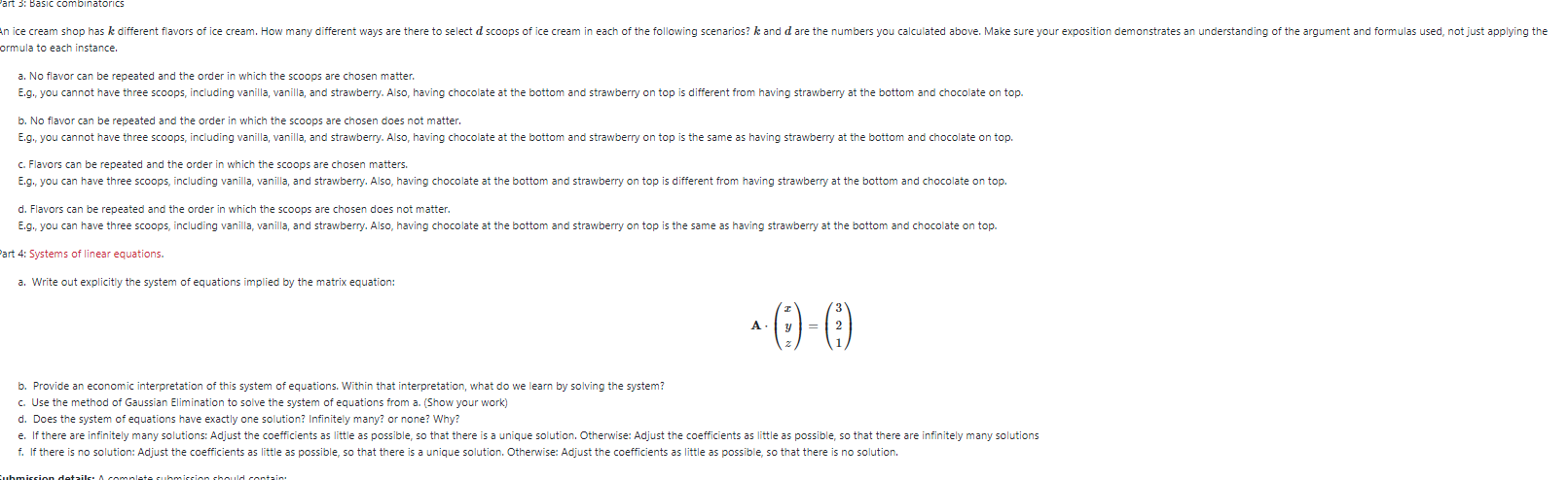 Part 3: Basic combinatorics An ice cream shop has k | Chegg.com