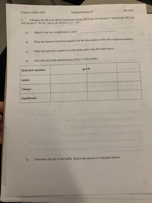 Solved Course: CHEM 1P92 Tutorial Exercise #7 FW 2019 3. | Chegg.com