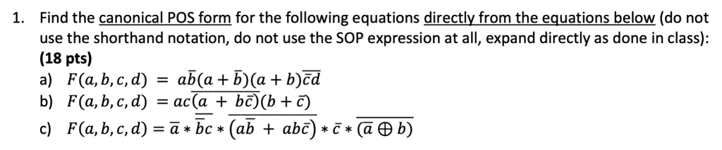 Solved Find the canonical POS form for the following | Chegg.com