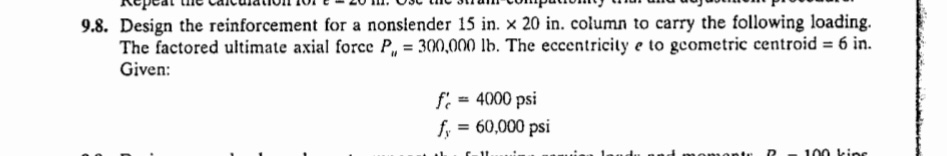 Solved 9.8. ﻿Design the reinforcement for a nonslender | Chegg.com