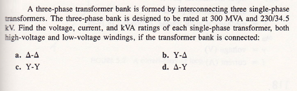 Solved A three-phase transformer bank is formed by | Chegg.com