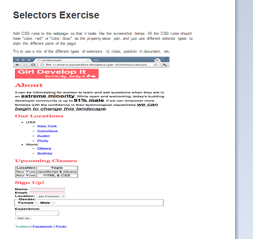 Solved Selectors Exercise Add CSS rules to the stage so fast | Chegg.com