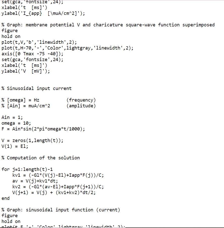 Solved % Time definitions Tmax=1000 dt=0.1 t=θ:dt:Tmax; % | Chegg.com