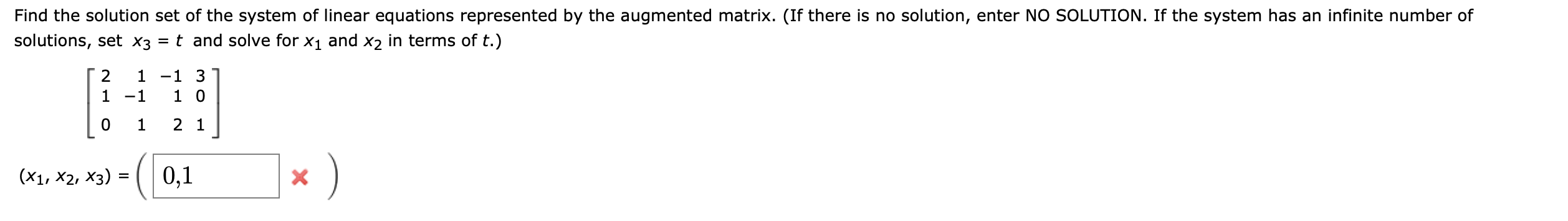 Solved Find the solution set of the system of linear | Chegg.com