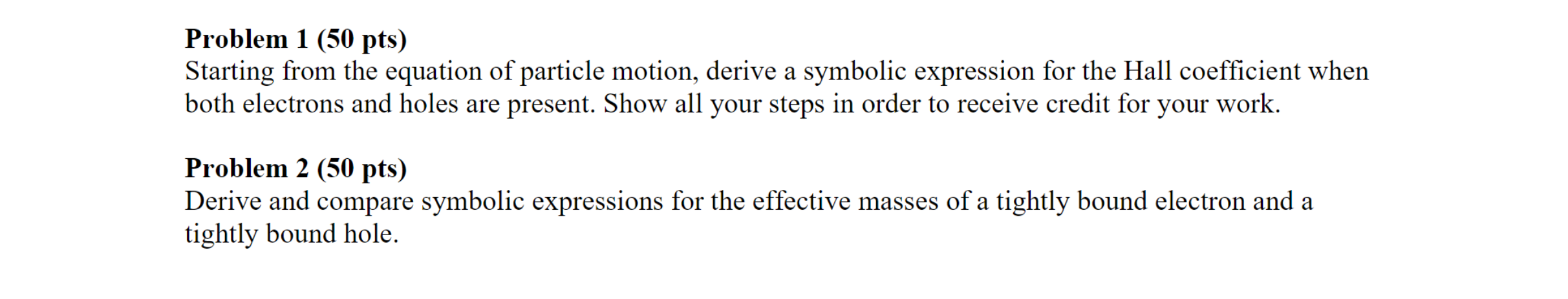 Solved Problem 1(50pts) Starting from the equation of | Chegg.com