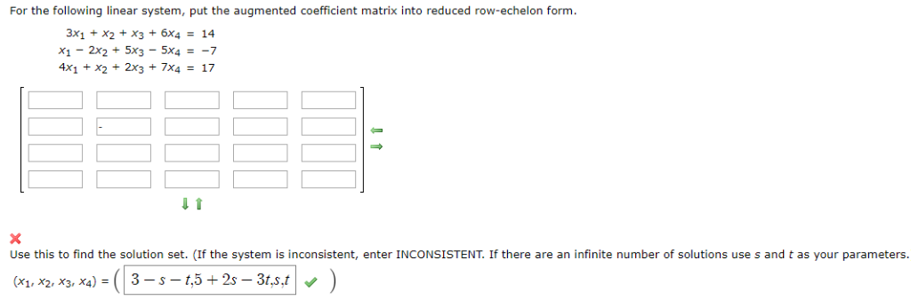 Solved For the following linear system, put the augmented | Chegg.com