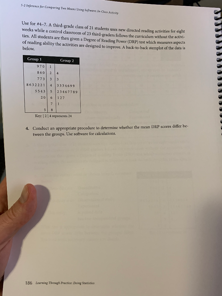 Solved 5-2 Inference for Comparing Two Means Using Software: | Chegg.com
