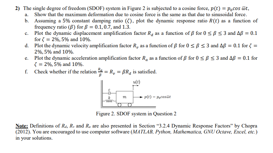 c. e. = 2) The single degree of freedom (SDOF) system | Chegg.com