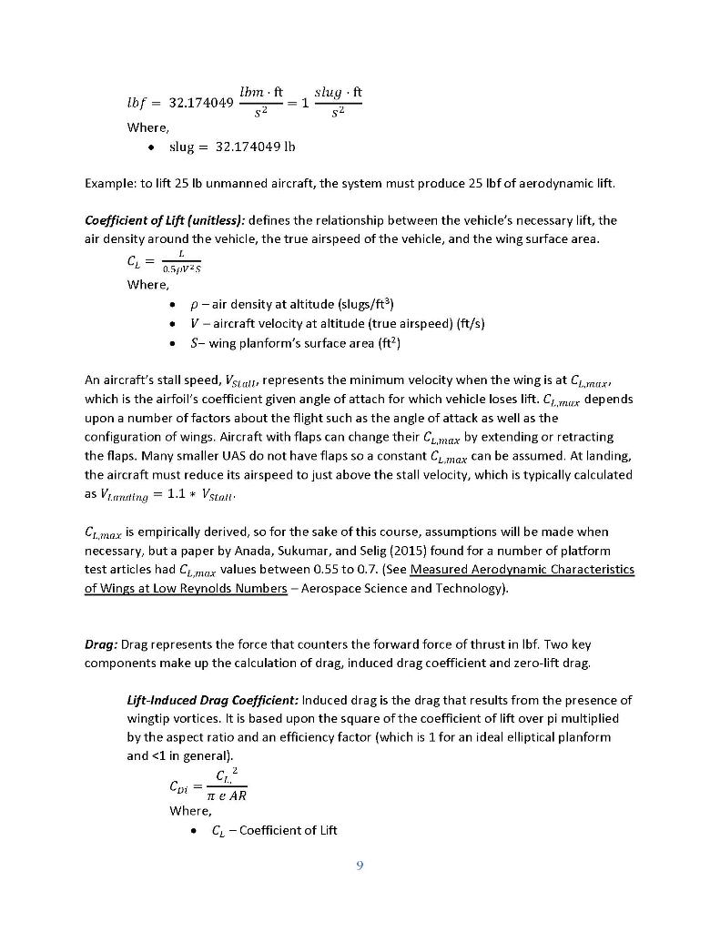 Worksheet: Fixed-Wing UAS Basic Aerodynamics and | Chegg.com