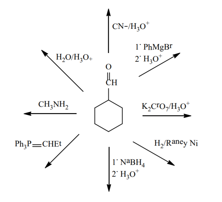 Solved 1 PhMgBr 2 H2O H2O/H O+ CU CH2NH2 к.crO7/H,0 | Chegg.com