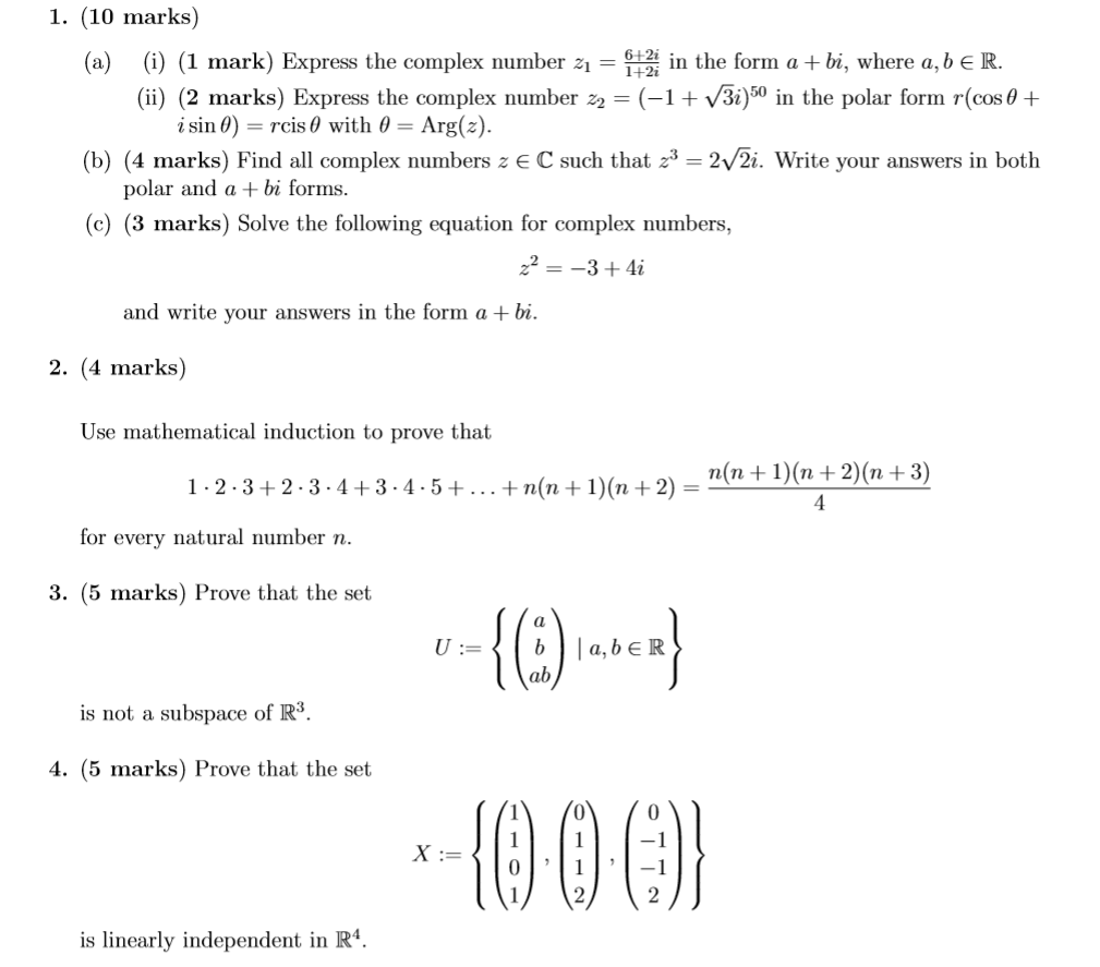 Solved 1. (10 marks) (a) (i) (1 mark) Express the complex | Chegg.com