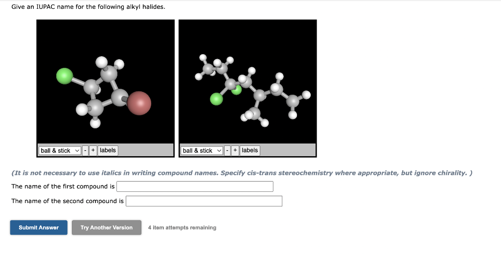 Give an IUPAC name for the following alkyl halides. | Chegg.com