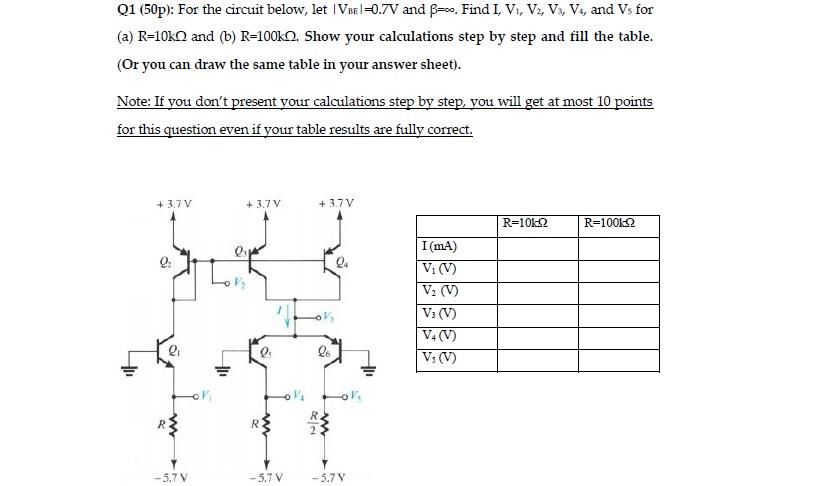 Solved Q1 (50p): For the circuit below, let Vel=0.7V and | Chegg.com