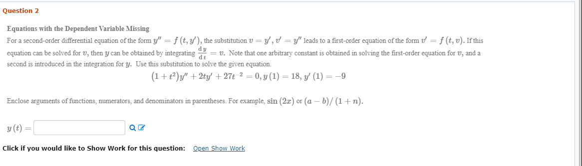 Solved Question 2 Equations with the Dependent Variable | Chegg.com