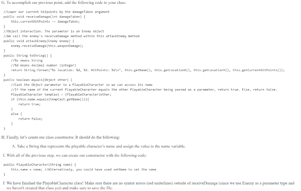 Solved Exercise 1: Creating the PlayableCharacter class We | Chegg.com