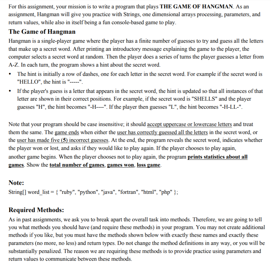 For this assignment, your mission is to write a | Chegg.com