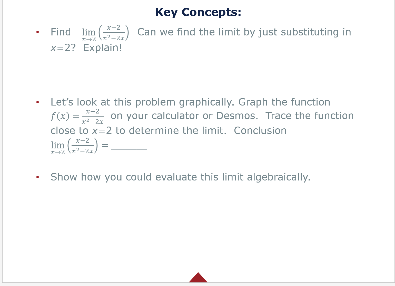 Solved Key Concepts:Find limx→2(x-2x2-2x) ﻿Can we find the | Chegg.com
