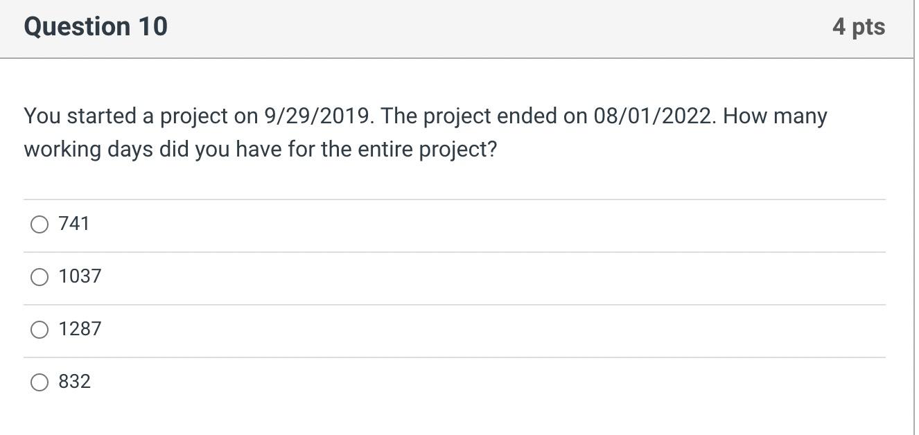Solved You Started A Project On 9 29 2019 The Project Ended Chegg