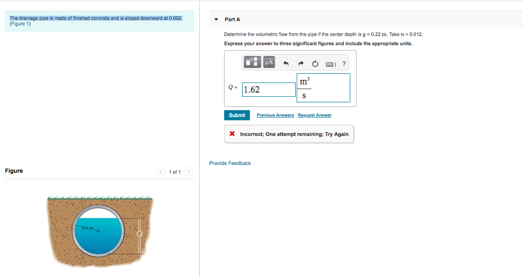 Solved The drainage pipe is made of finished concrete and is | Chegg.com