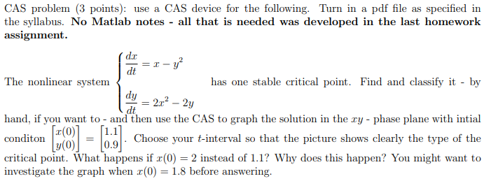 Solved CAS problem (3 points): use a CAS device for the | Chegg.com