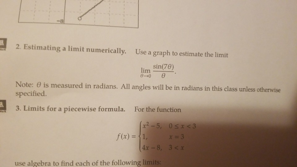 Solved 2. Estimating a limit numerically. Use a graph to | Chegg.com