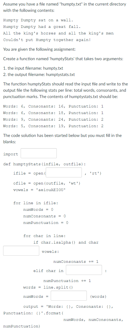Solved Assume you have a file named "humpty.txt" in the | Chegg.com