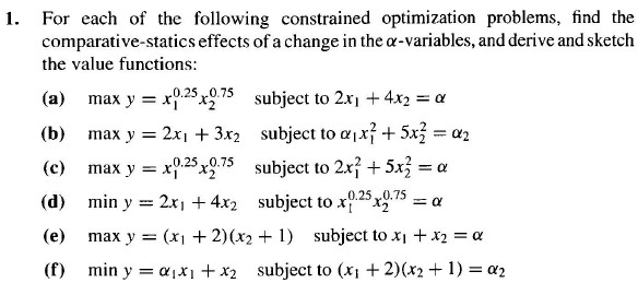 Solved 1. For each of the following constrained optimization | Chegg.com