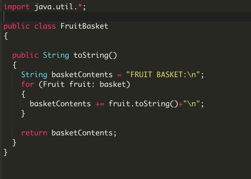 Solved import java.util. *; public class FruitBasket | Chegg.com