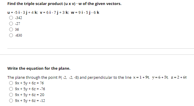 Solved Find the triple scalar product (u x V). w of the | Chegg.com