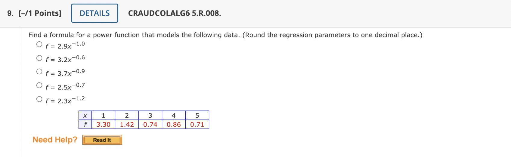 Solved 9. [-/1 Points] DETAILS CRAUDCOLALG6 5.R.008. Find a | Chegg.com