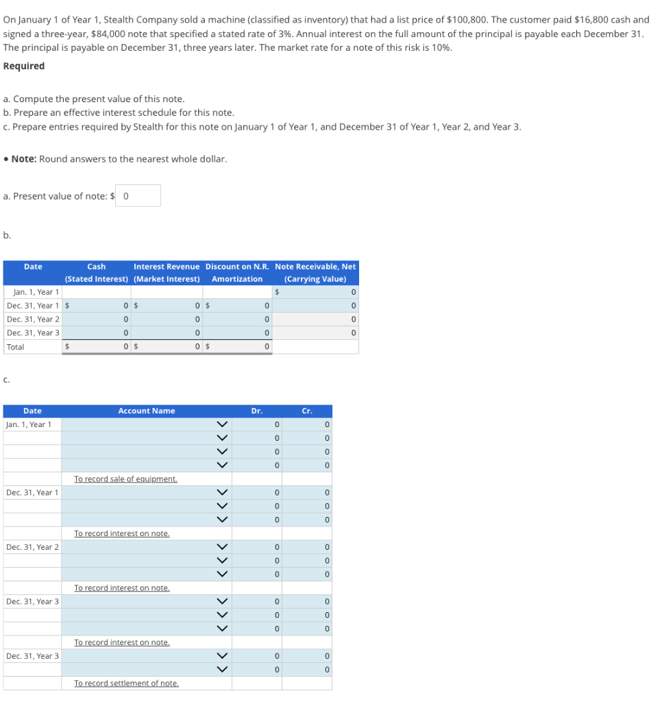 Solved On January 1 of Year 1 , Stealth Company sold a | Chegg.com