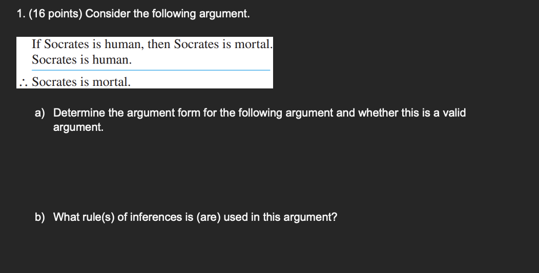 Solved 1. (16 points) Consider the following argument. If | Chegg.com Solved 1. (16 points) Consider the following argument. If | Chegg.com