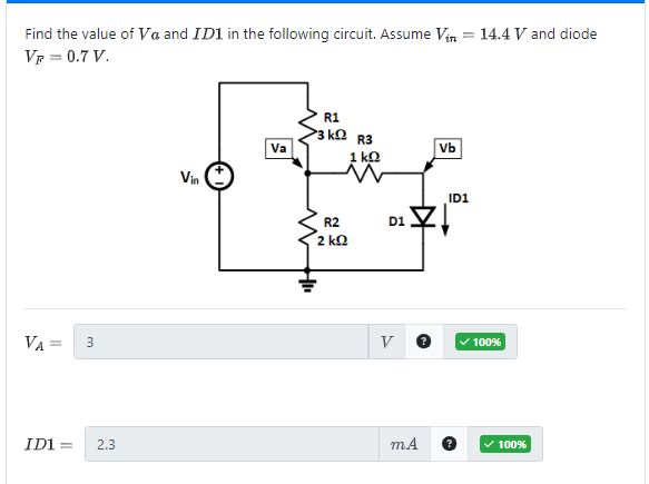 Solved Find the value of Va ﻿and ID1 ﻿in the following | Chegg.com