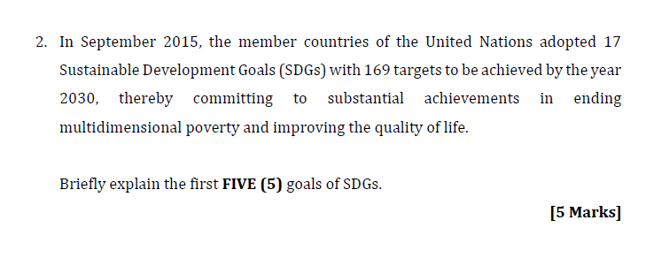 Solved 2. In September 2015, the member countries of the | Chegg.com