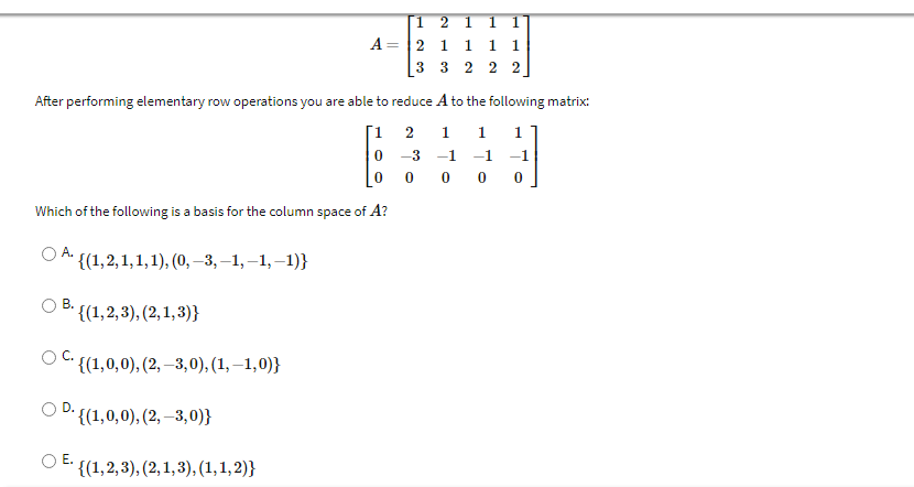 Solved 1 2 1 A= 2 1 1 1 1 3 3 2 2 2 After performing | Chegg.com