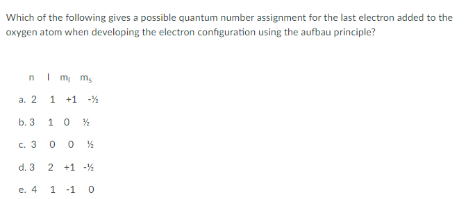 Solved Which of the following gives a possible quantum | Chegg.com