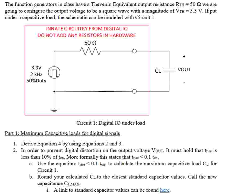 Solved The function generators in class have a Thevenin | Chegg.com