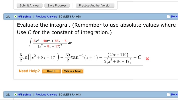 Solved Submit Answer Save Progress Practice Another Version | Chegg.com
