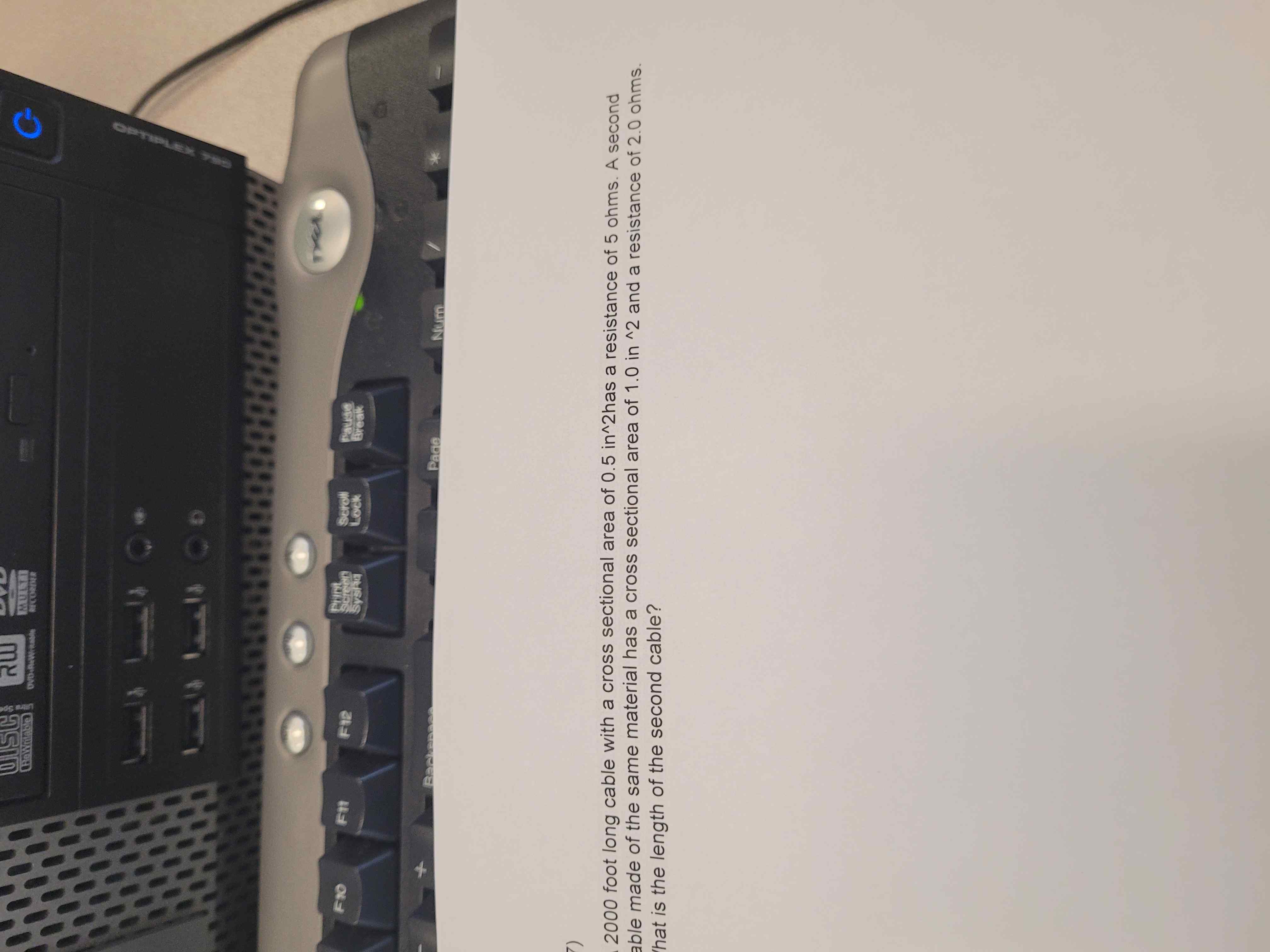 Solved 2000 foot long cable with a cross sectional area of | Chegg.com