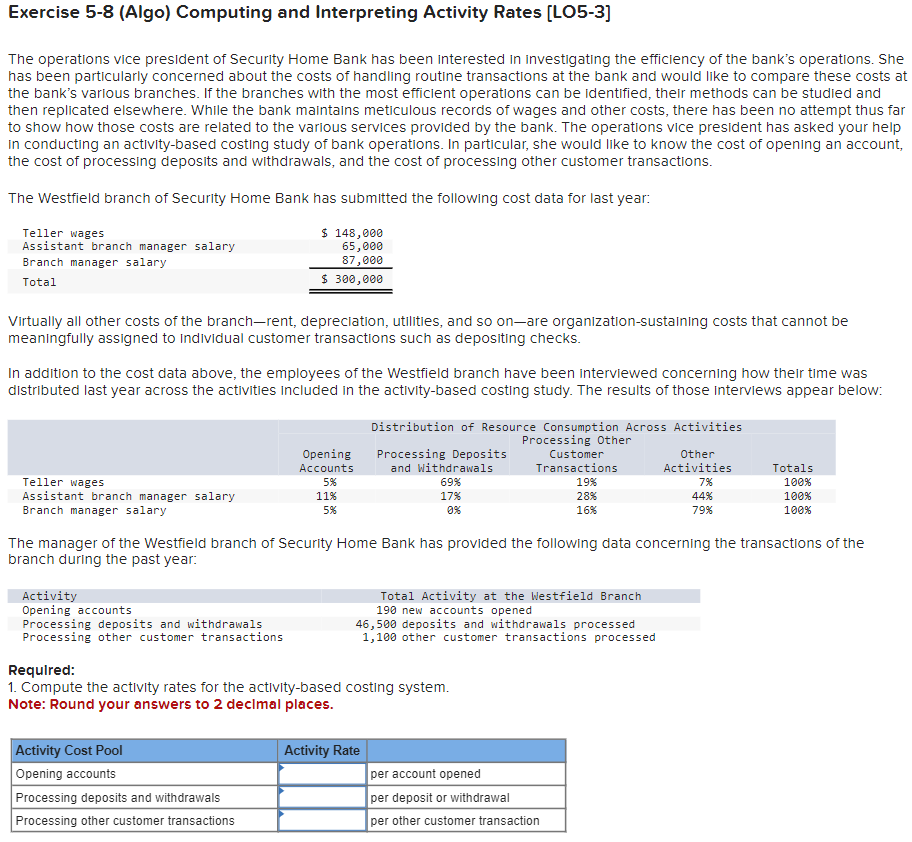Solved Exercise 5-8 (Algo) ﻿Computing and Interpreting | Chegg.com