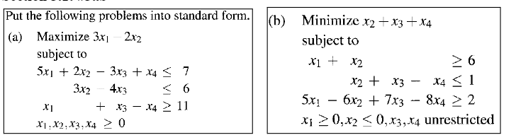 Solved Put the following problems into standard form. (a) | Chegg.com