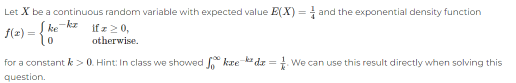 Solved Let \\( X \\) be a continuous random variable with | Chegg.com